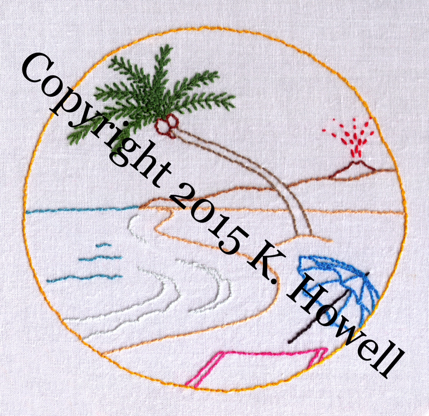 Beach Hand Embroidery Pattern Scene Coastal View PDF | Etsy