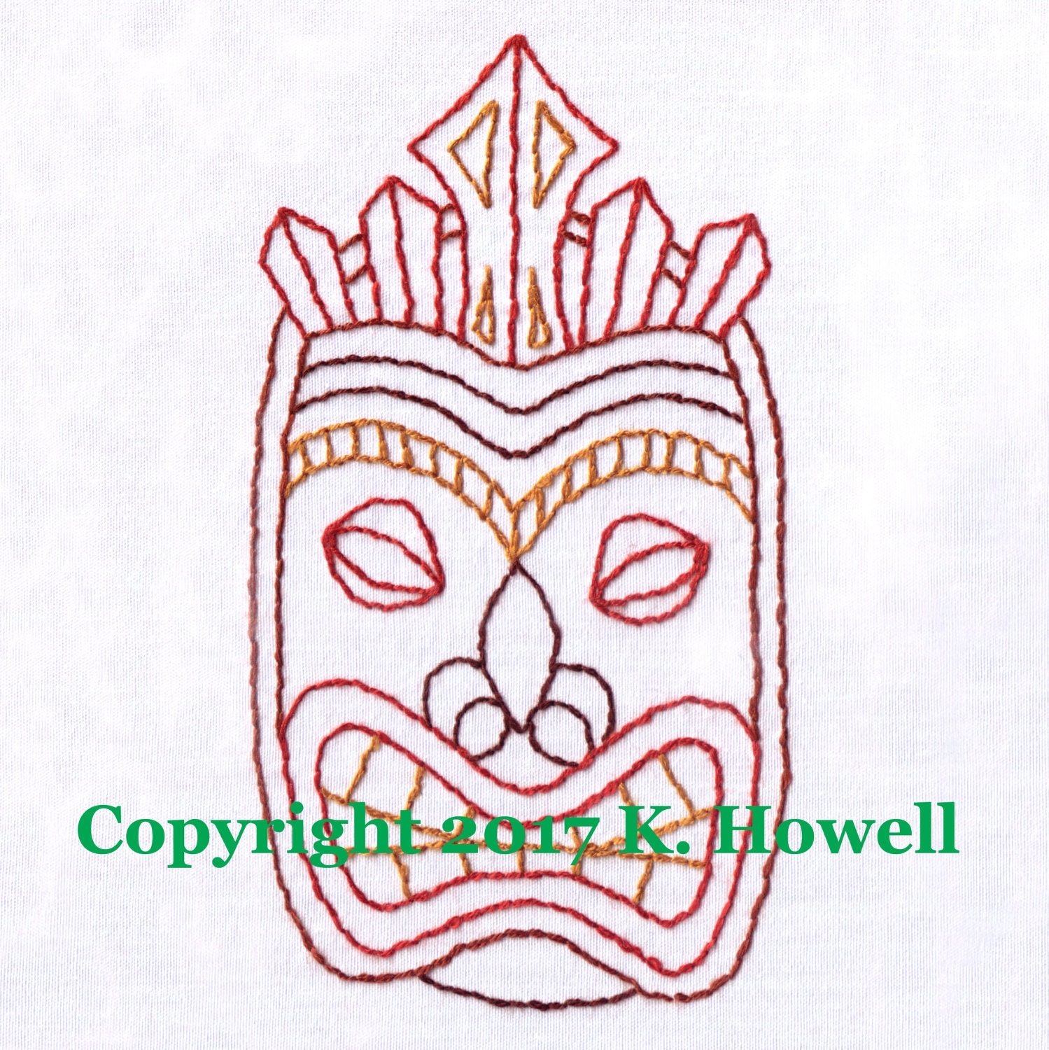 Tiki Mask Hand Embroidery Pattern Tiki Mask Hawaiian | Etsy