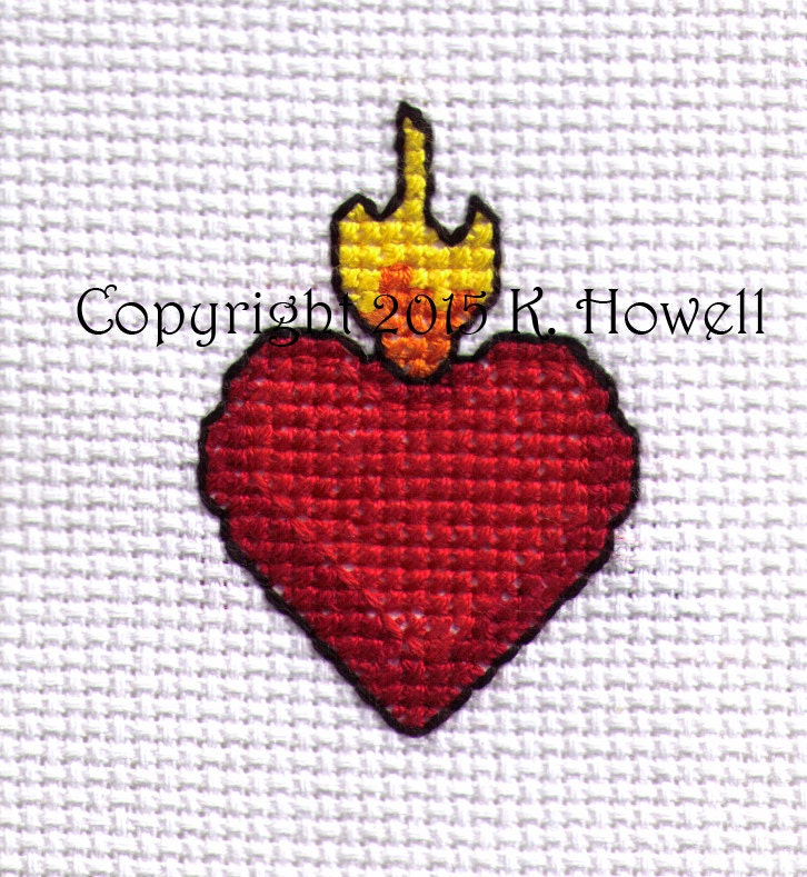 Heart Cross Stitch Pattern Sacred Heart Religious Love | Etsy