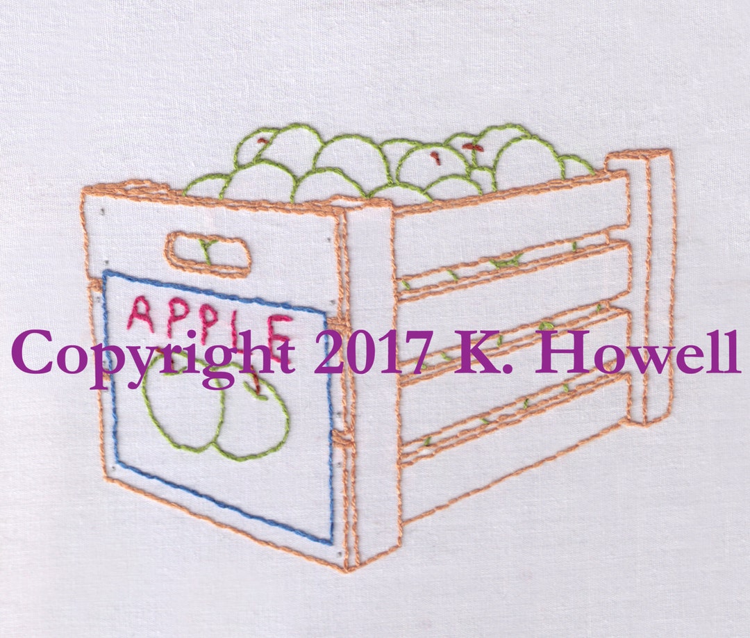 Apple Hand Embroidery Pattern, Apple Crate, Fruit, Crate, Apples, Farm ...