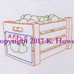 Apple Hand Embroidery Pattern, Apple Crate, Fruit, Crate, Apples, Farm ...