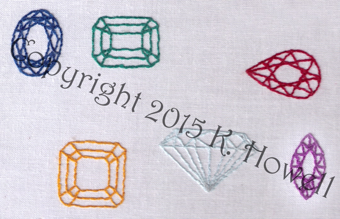 Jewels Hand Embroidery Pattern, Gem Stones, Riches, Treasure, PDF - Etsy