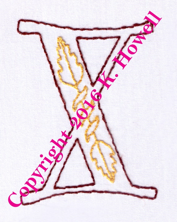 X Hand Embroidery Pattern Medieval Letter Monogram Font | Etsy