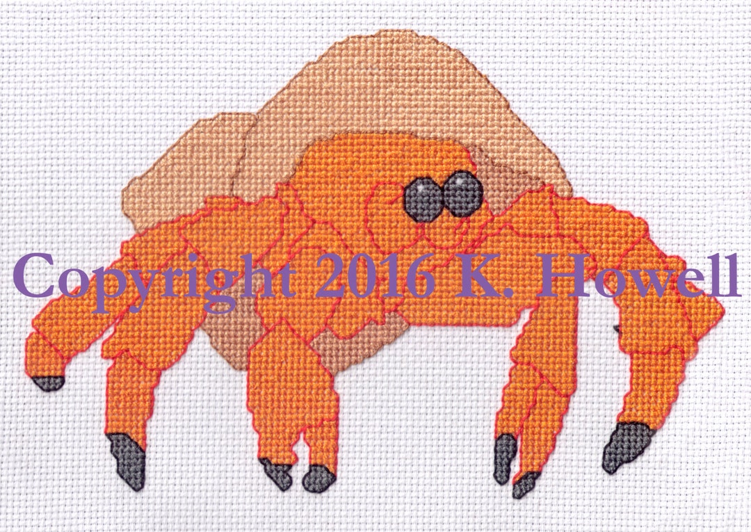 Hermit Crab Cross Stitch Pattern, Ocean, Beach, Crab, Shell, Shore ...