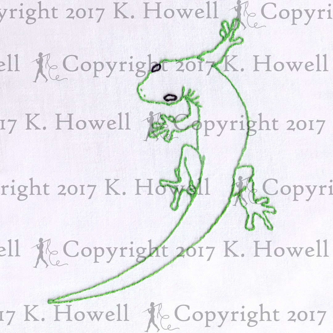 Gecko Hand Embroidery Pattern, Animal, Cute, Lizard, Reptile, Jungle ...