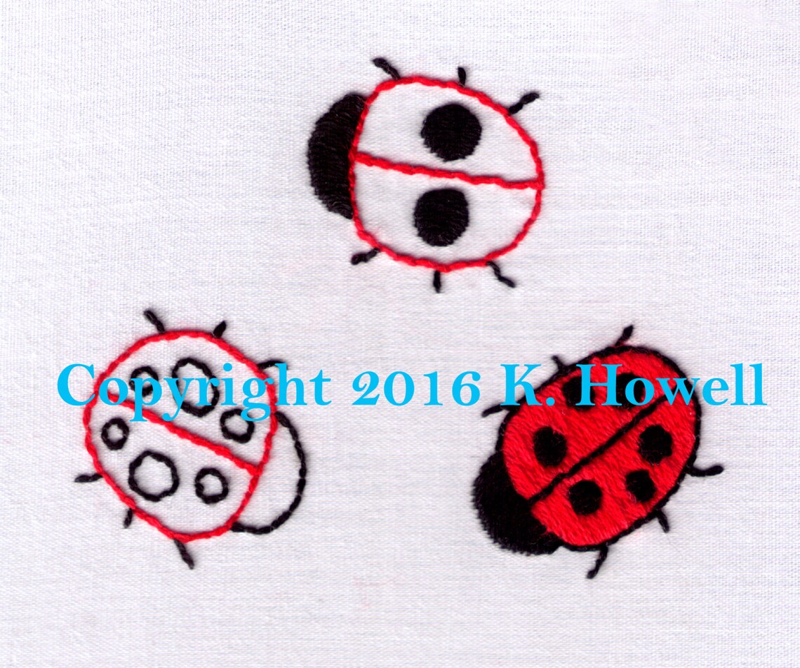 Lady Bug Hand Embroidery Pattern Lady Bugs Bugs Garden - Etsy