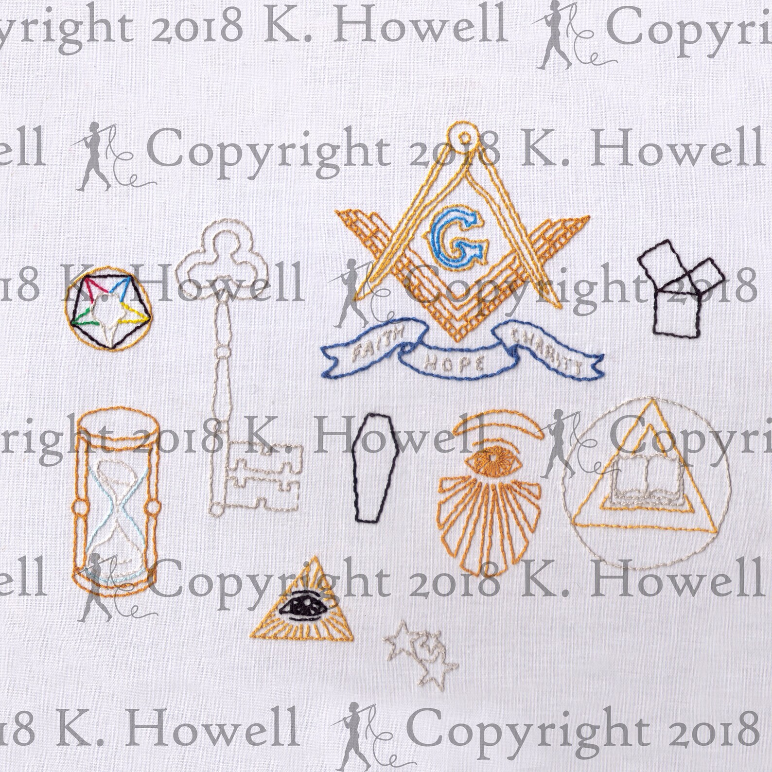 Masonic Hand Embroidery Pattern, Masonic, Symbol, Eastern, Star, Secret ...