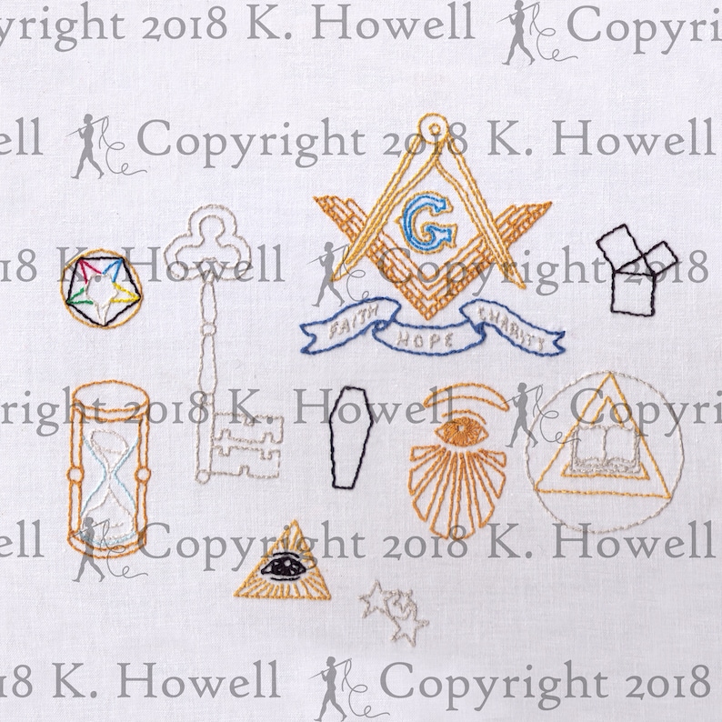 Masonic Hand Embroidery Pattern, Masonic, Symbol, Eastern, Star, Secret ...