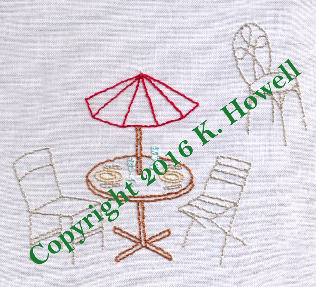 Cafe Hand Embroidery Pattern, Bistro, Table and Chairs, Patio ...