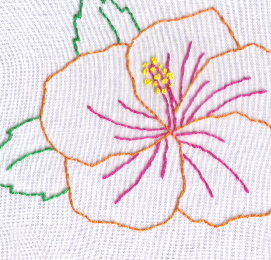 Hibiscus Hand Embroidery Pattern, Flower, Hawaii, PDF - Etsy