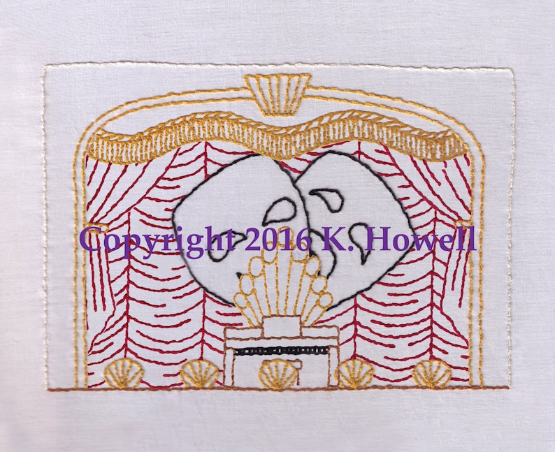 Theater Curtains Hand Embroidery Pattern, Theatre, Stage, Play ...