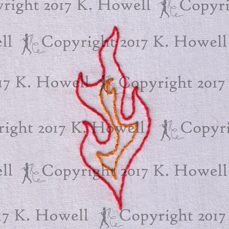 Flame Hand Embroidery Pattern Halloween Fire Hot Flames | Etsy