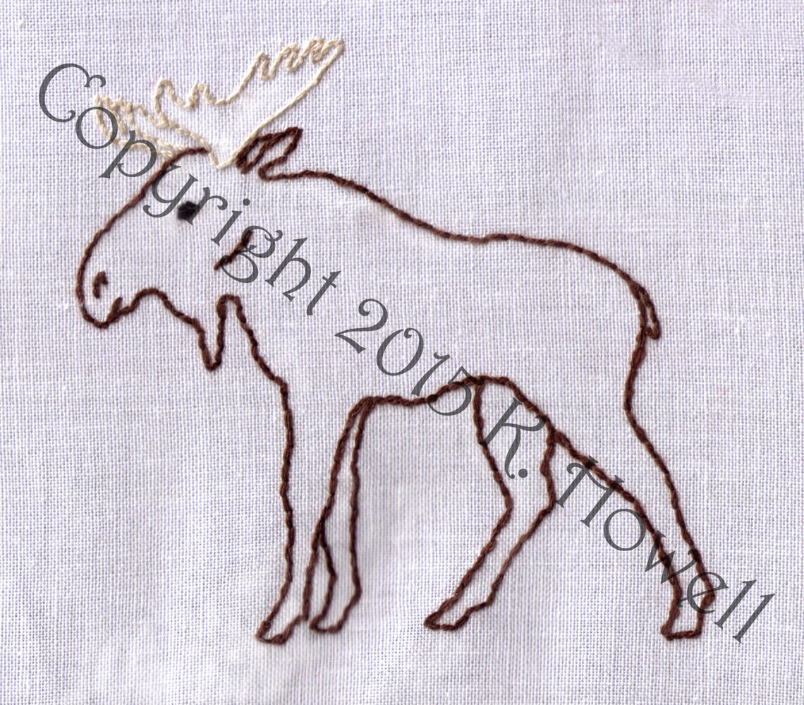 Moose Hand Embroidery Pattern Forest Woods Animal PDF - Etsy