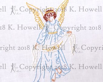Angel Hand Embroidery Pattern Christmas Angel Tree | Etsy