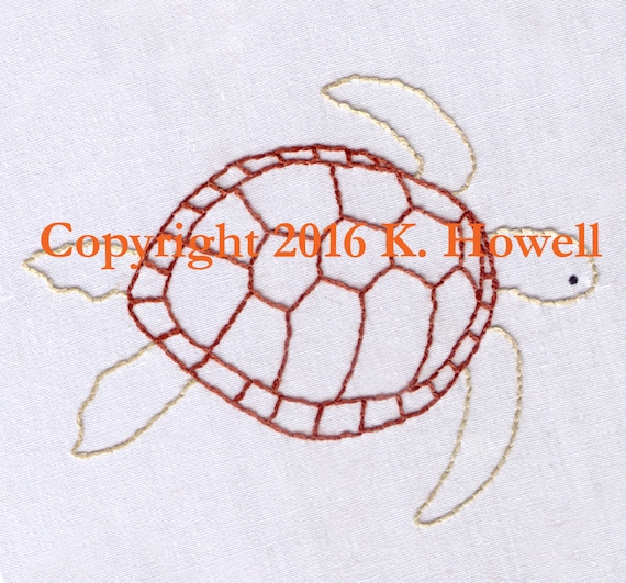 Sea Turtle Hand Embroidery Pattern Ocean Shell Sea Turtle - Etsy