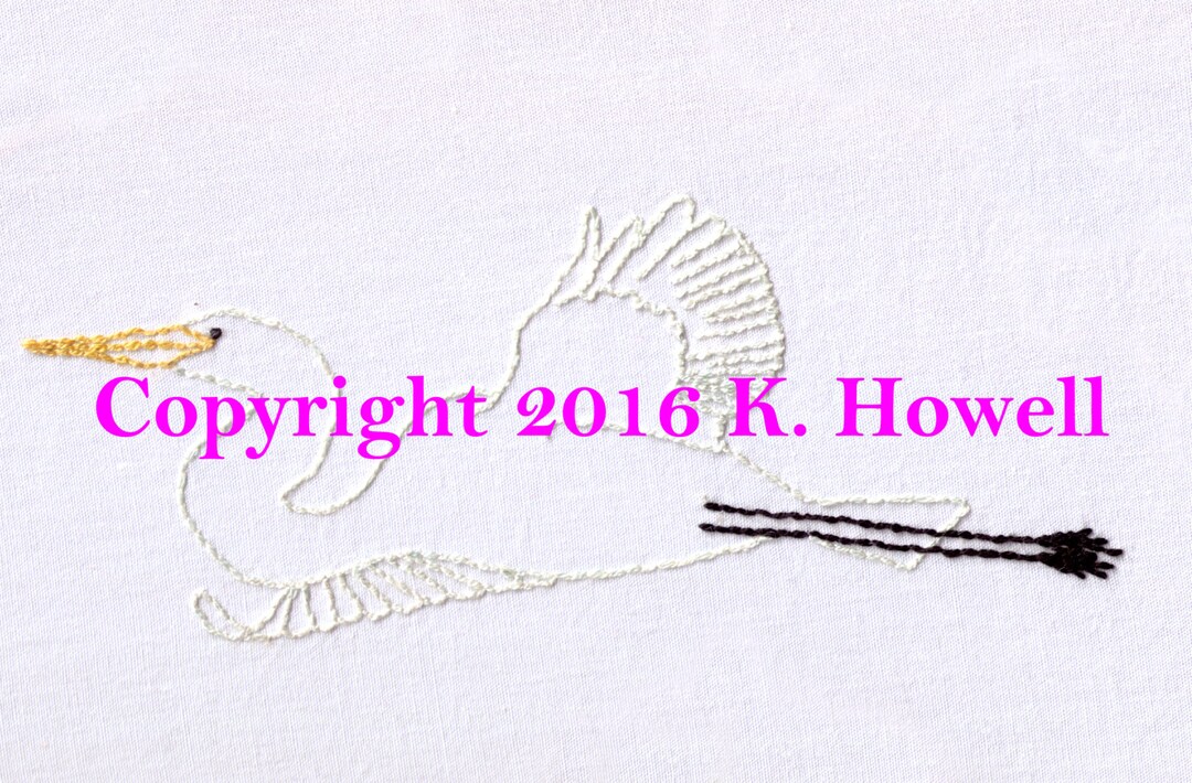 Egret Hand Embroidery Pattern, Bird, Flying, Flight, Audubon, Waterfowl ...