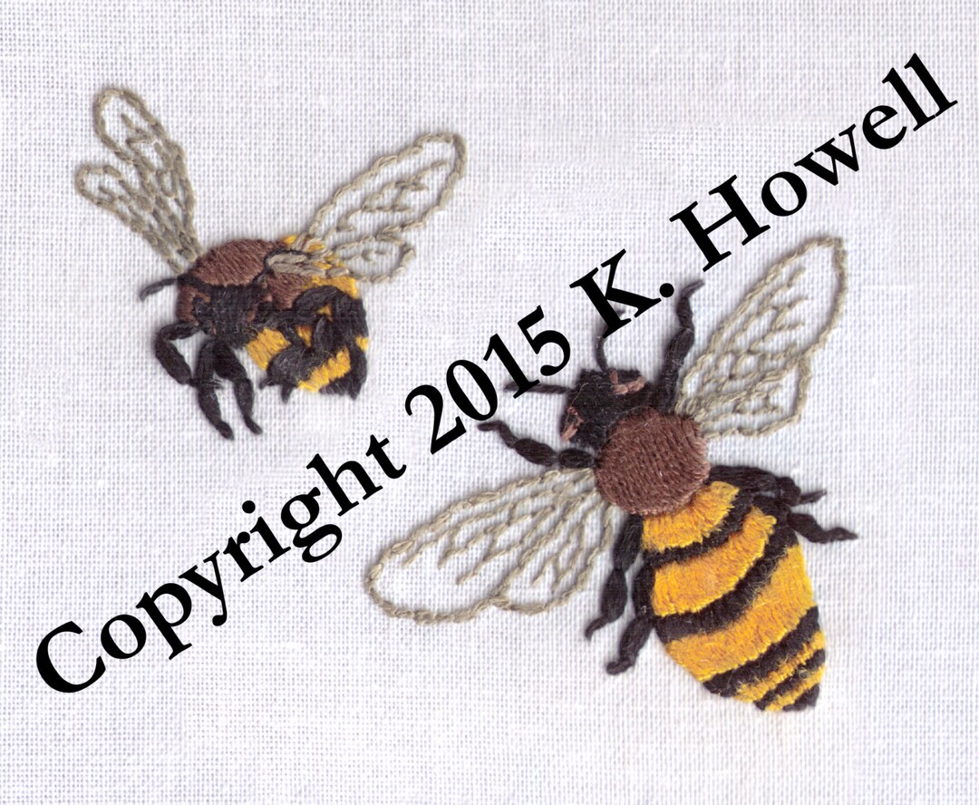 Bee Hand Embroidery Pattern, Bees, Honey Bee, Bumble Bee, Pollinator ...