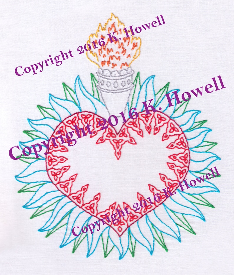 Sacred Heart Hand Embroidery Pattern Large Catholic - Etsy