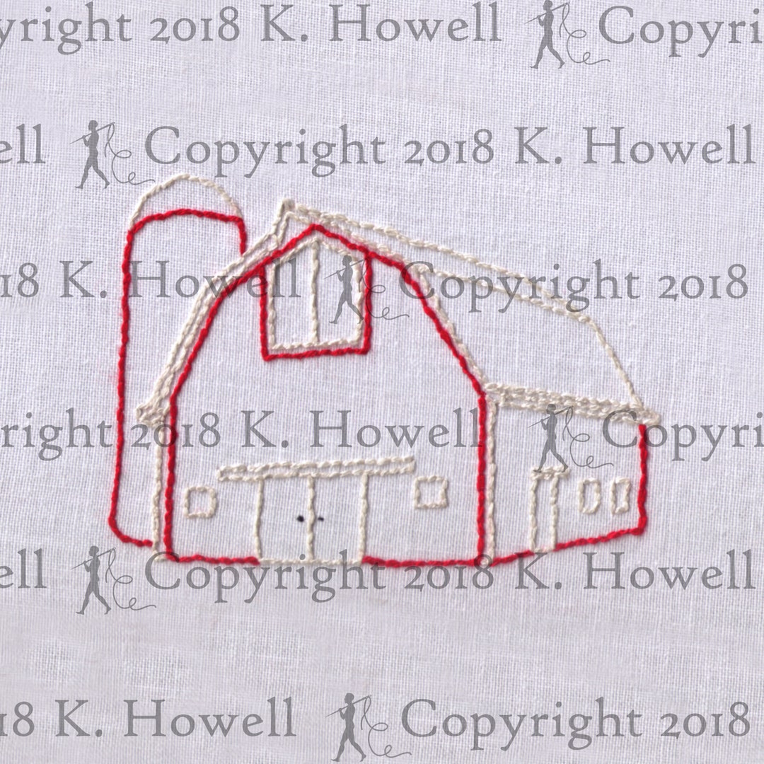 Barn Hand Embroidery Pattern, Antique, Vintage, Small, Barn, Country ...