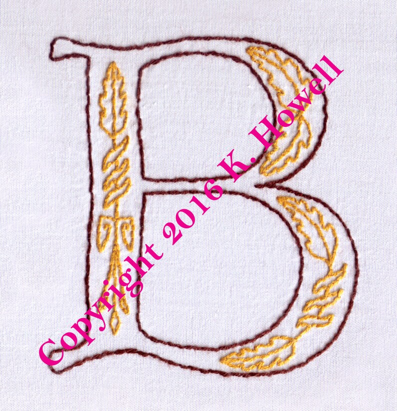 B Monogram Hand Embroidery Pattern Medieval Letter Monogram | Etsy