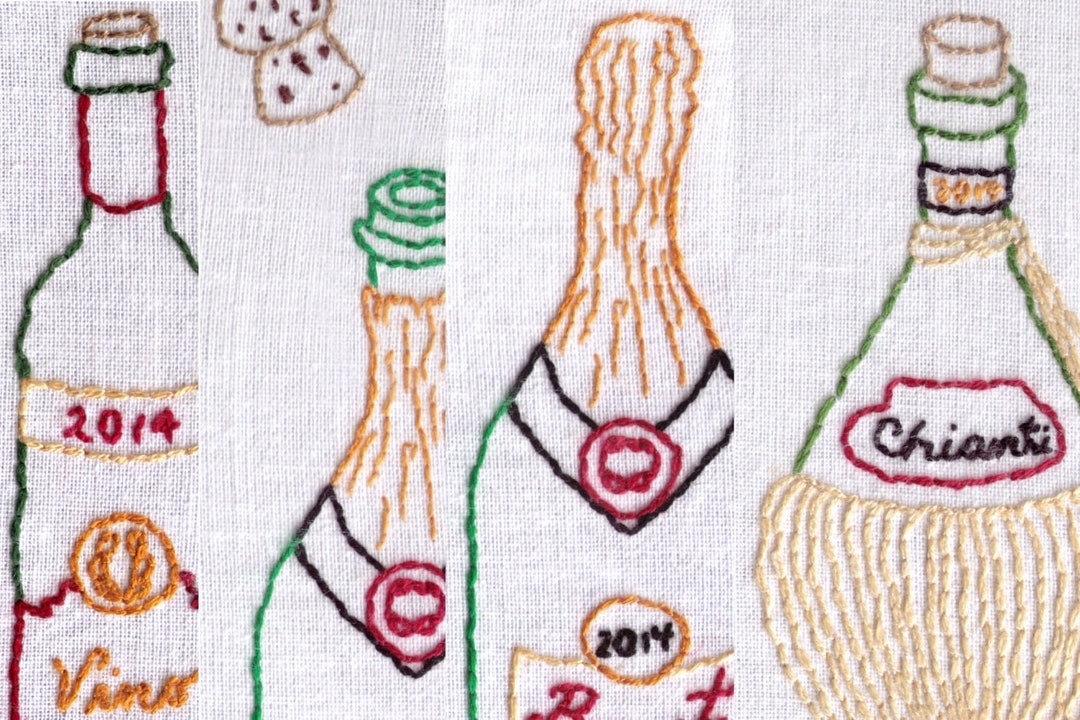 Wine Hand Embroidery Pattern Value Combo Pack, Wine Lovers, Super ...