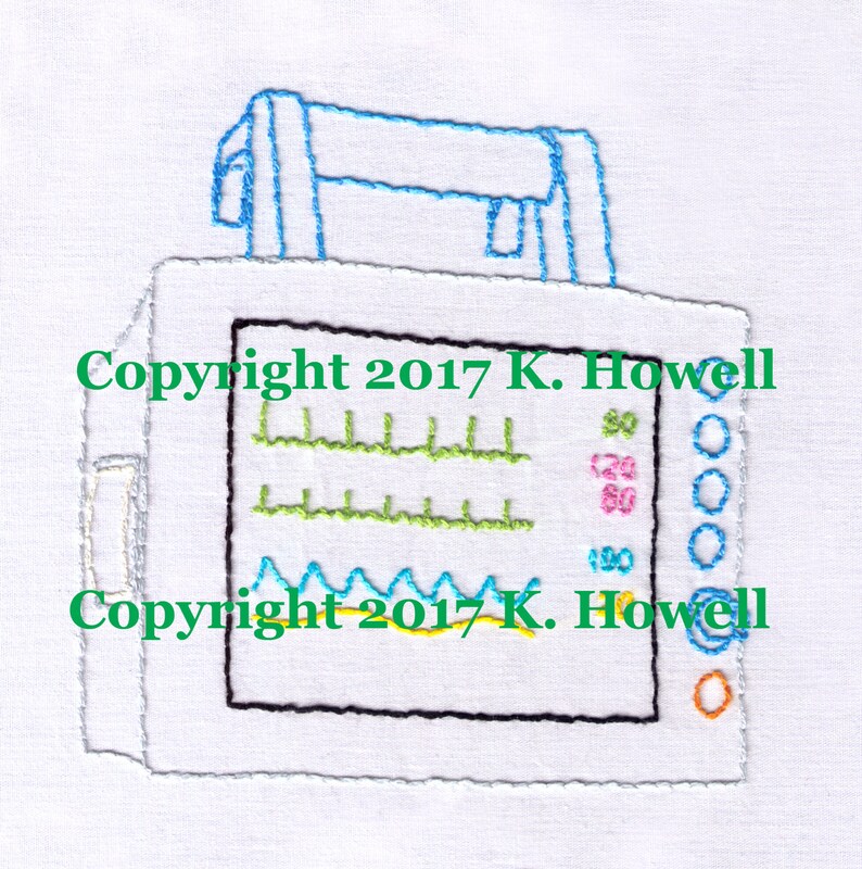 Medical Monitor Hand Embroidery Pattern , Monitor, Vitals, Hospital ...