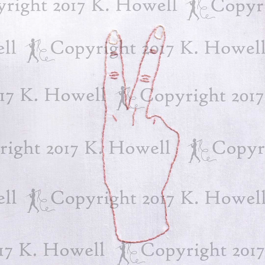 The V Hand Gesture Hand Embroidery Pattern, V, Hand, Gesture, Rude ...