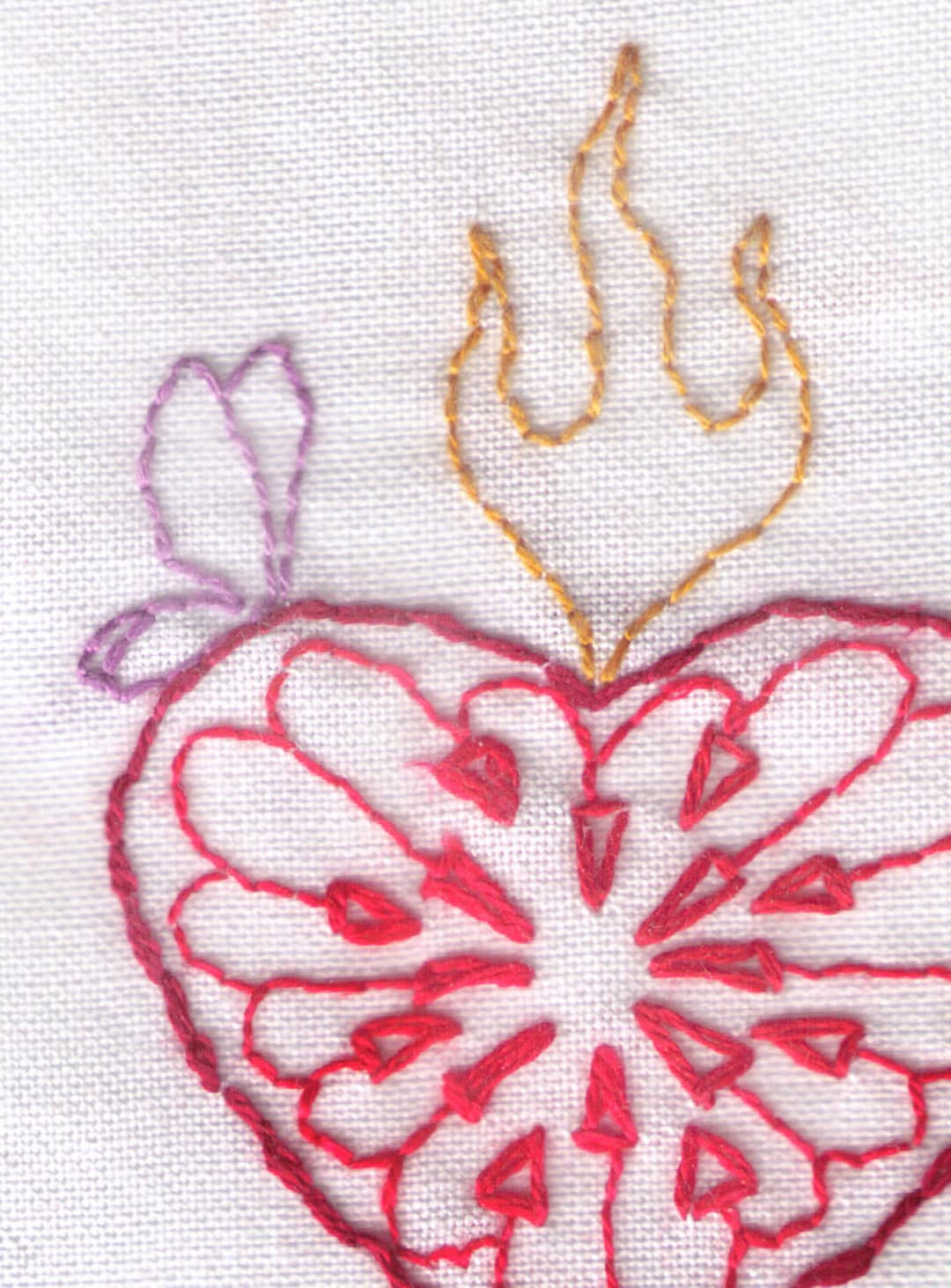 Sacred Heart Hand Embroidery Pattern, Sacred Heart With Butterfly ...