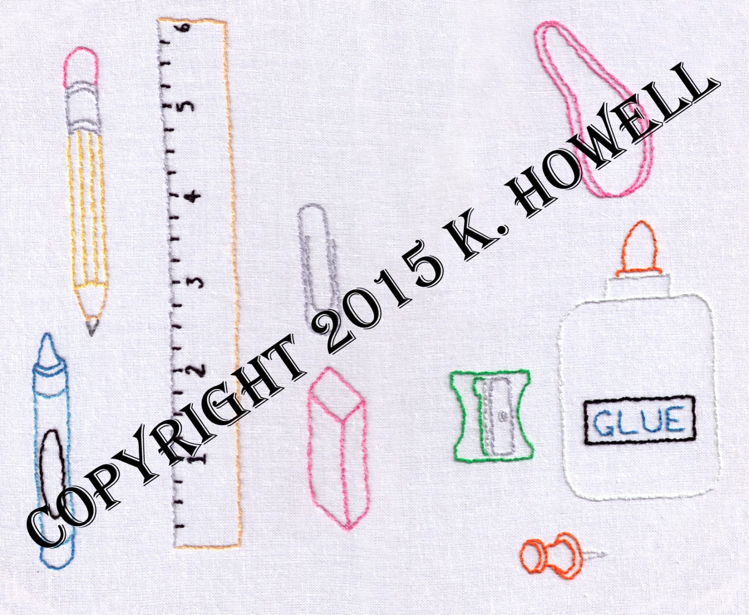 School Supplies Hand Embroidery Pattern, Back to School, Learning ...