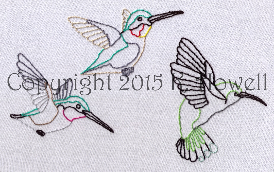 Hummingbird Hand Embroidery Pattern, Three Hummingbirds, Hummingbird ...