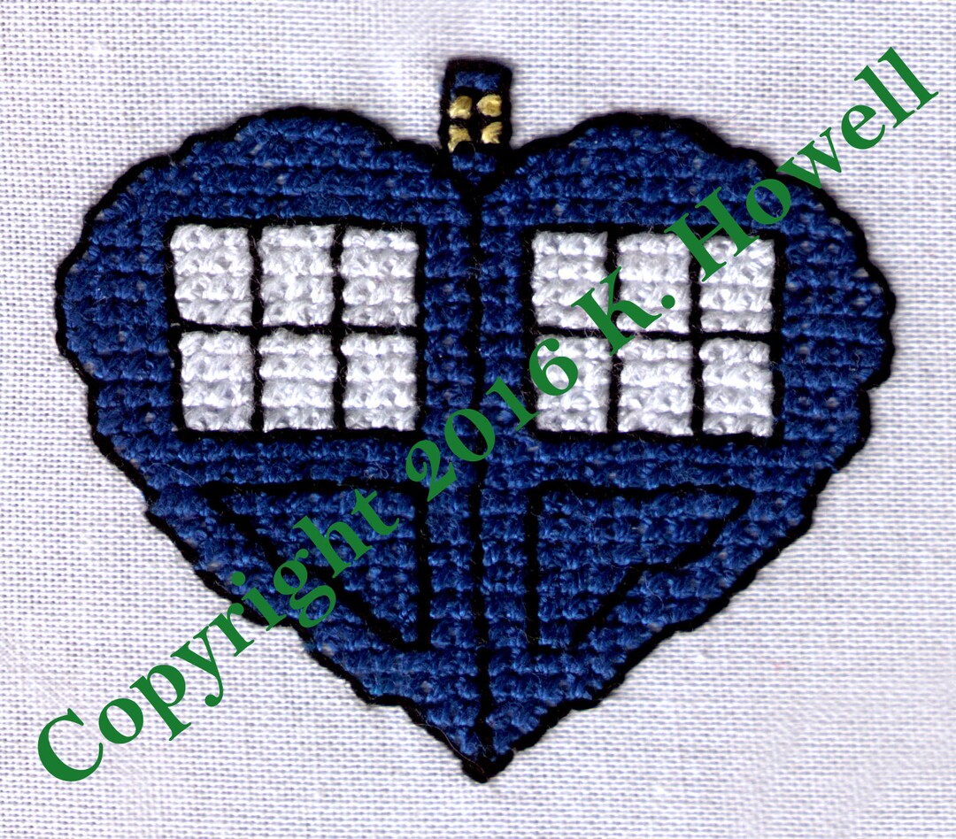 TARDIS Heart Cross Stitch, Hand Embroidery Pattern, TARDIS, Doctor Who ...