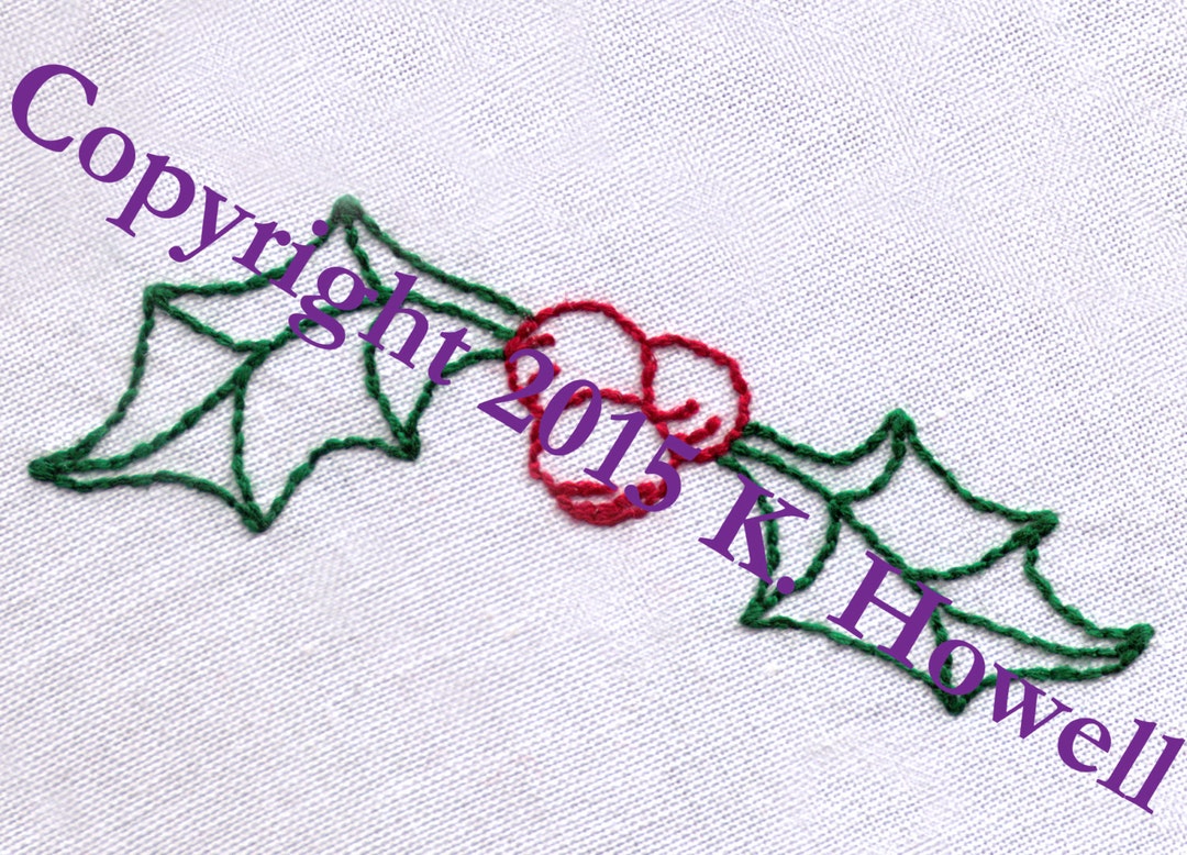 Holly Hand Embroidery Pattern, Holly Berry Cluster, Winter, Holidays ...