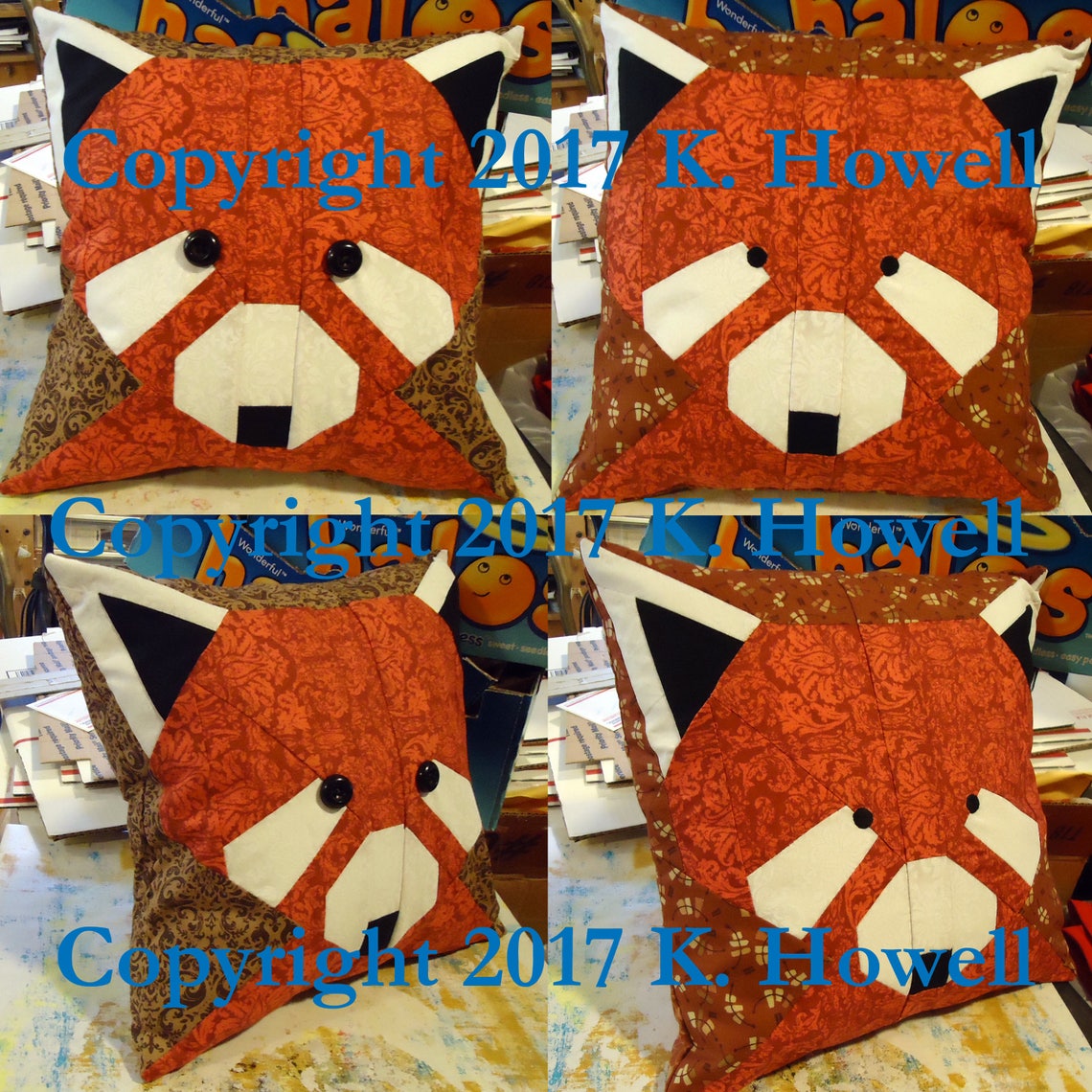 Red Panda Quilt Block Embroidery Pattern Pillowcase Pillow - Etsy