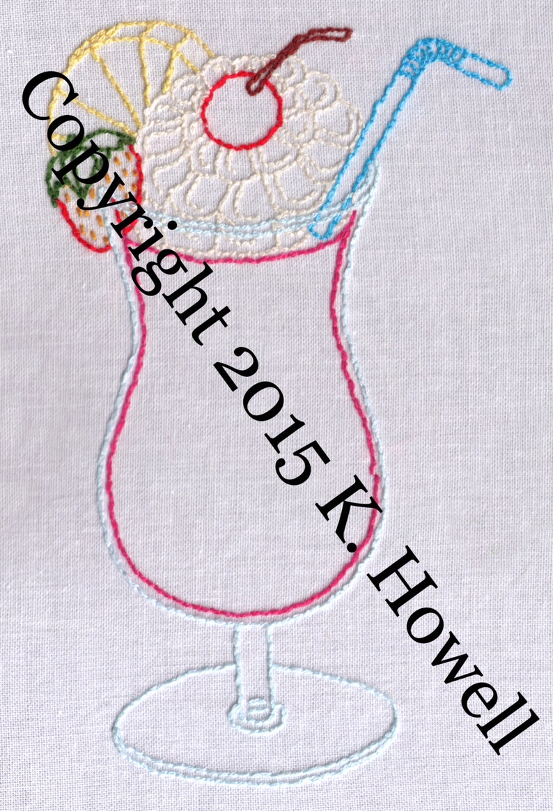 Drink Hand Embroidery Pattern Daiquiri Summer Beach | Etsy