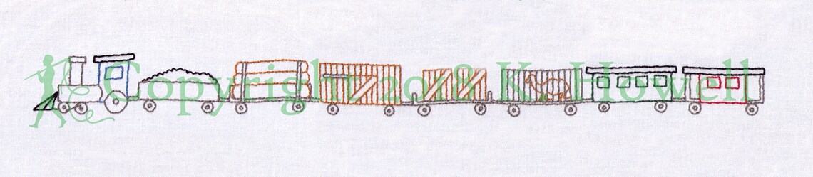 Train Hand Embroidery Pattern Train Cargo Passenger - Etsy