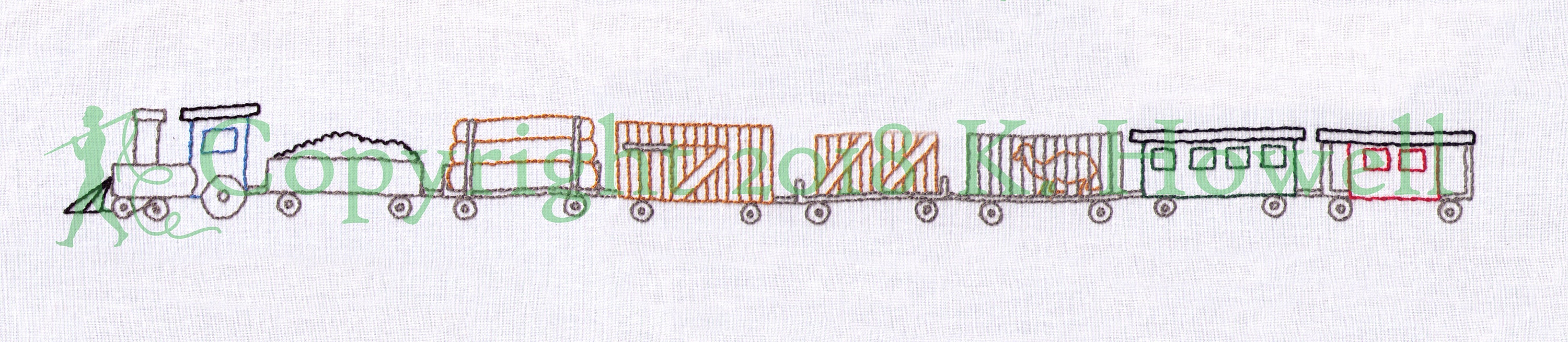 Train Hand Embroidery Pattern, Train, Cargo, Passenger, Caboose, Cage ...