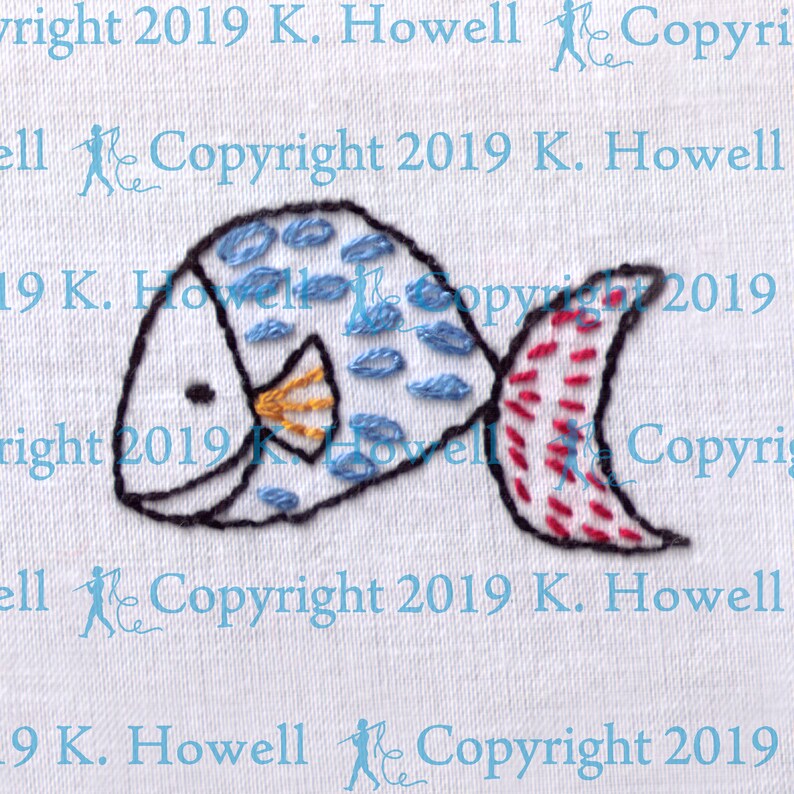 Rainbow Fish Hand Embroidery Pattern Fish Sampler Rainbow - Etsy