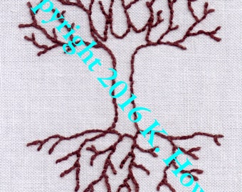 Tree of Life Hand Embroidery Pattern, Tree, Circle, Roots, Branches ...