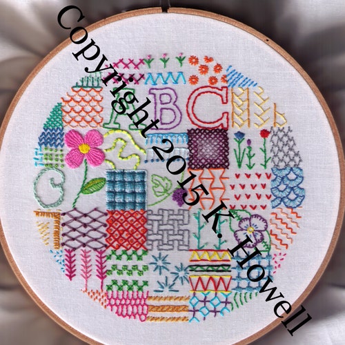 Sampler Hand Embroidery Pattern Fancy Stitches Sampler - Etsy