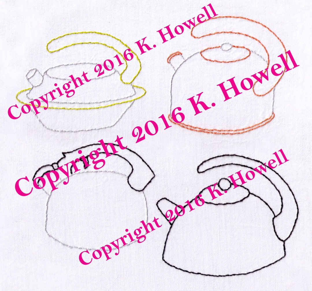 Tea Hand Embroidery Pattern, Tea, Kettle, Tea, Pot, Kitchen, Stove, Hot ...
