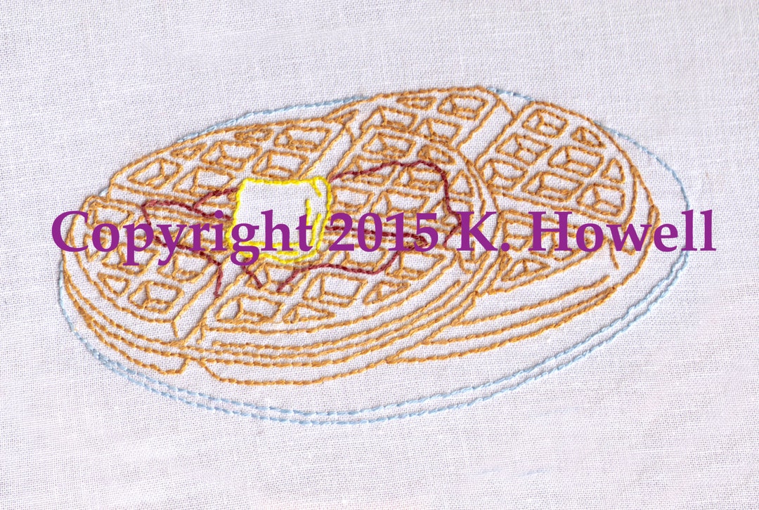 Waffle Hand Embroidery Pattern, Waffles, Breakfast, Detailed, Belgium ...