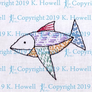 Rainbow Fish Hand Embroidery Pattern, Fish, Sampler, Rainbow, 1, Modern ...