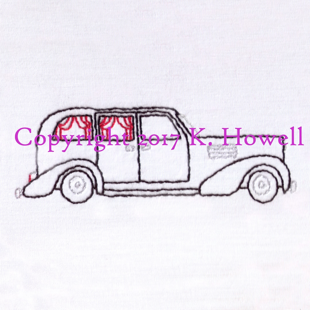 Hearse Hand Embroidery Pattern, Halloween, Car, Vintage, Undertaker ...