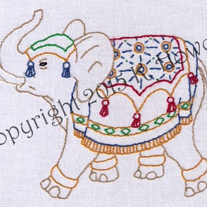 Elephant Hand Embroidery Pattern, Decorated Elephant, Fancy, Circus ...