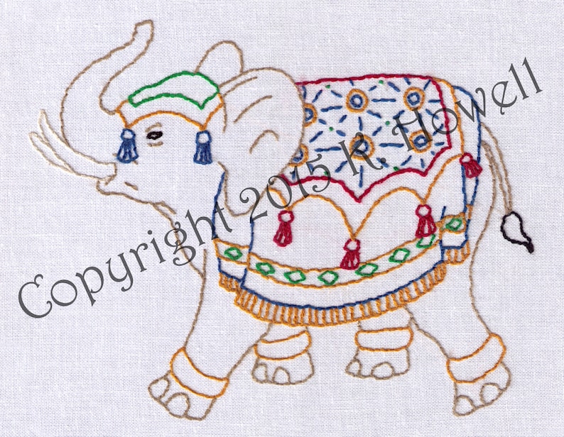 Elephant Hand Embroidery Pattern, Decorated Elephant, Fancy, Circus ...