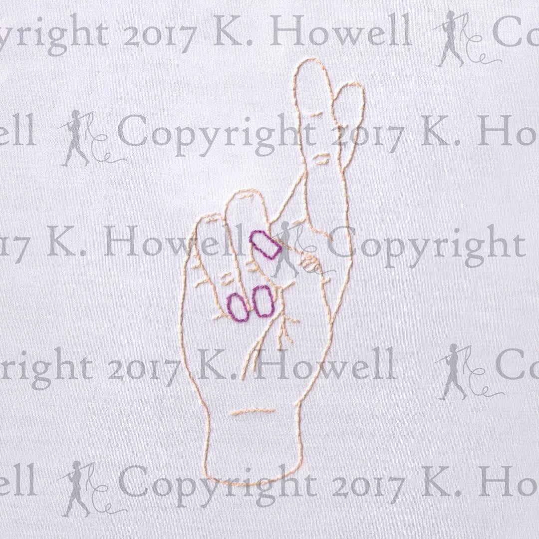 Fingers Crossed Hand Gesture Hand Embroidery Pattern, Hand, Gesture ...
