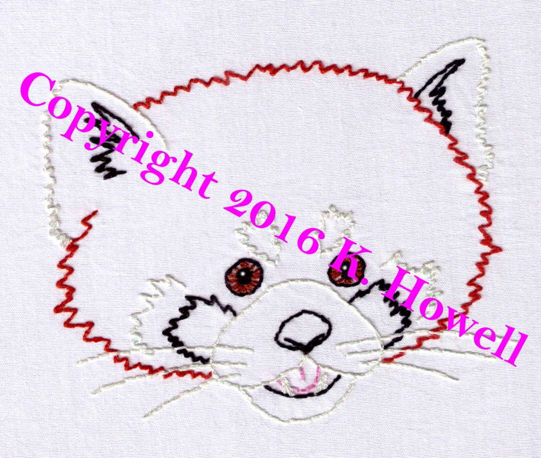 Red Panda Hand Embroidery Pattern, Face, Cute, Woods, Forest, Zoo ...