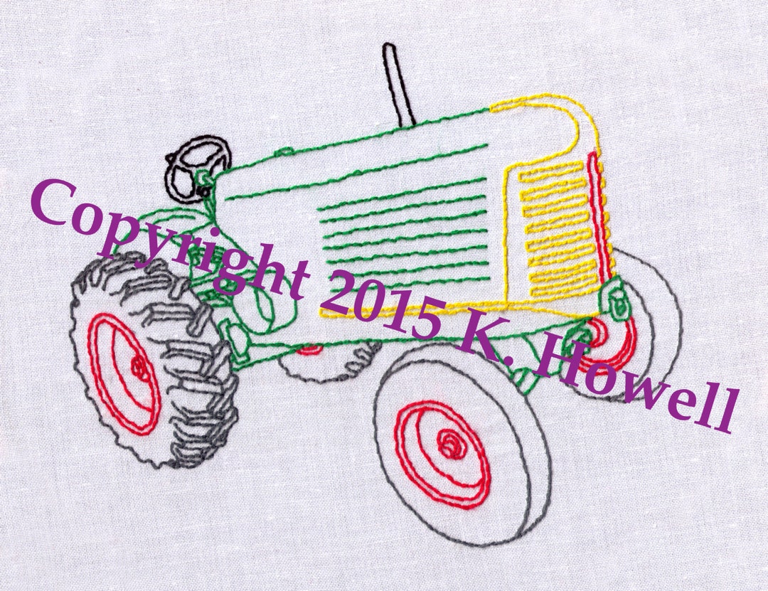 Tractor Hand Embroidery Pattern, Antique, Farm, Vintage, Equipment ...