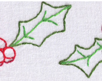 Holly Hand Embroidery Pattern, Holly Berry Cluster, Winter, Holidays ...