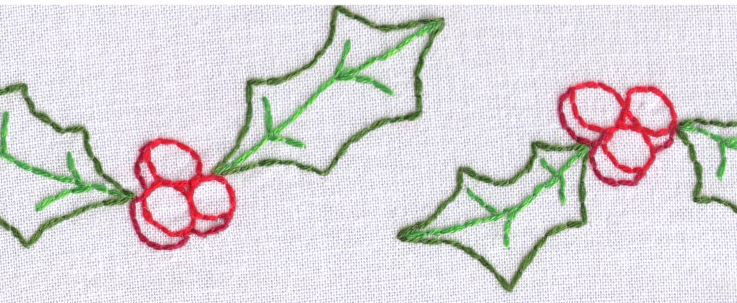 Holly Clusters Hand Embroidery Pattern Winter Holidays - Etsy